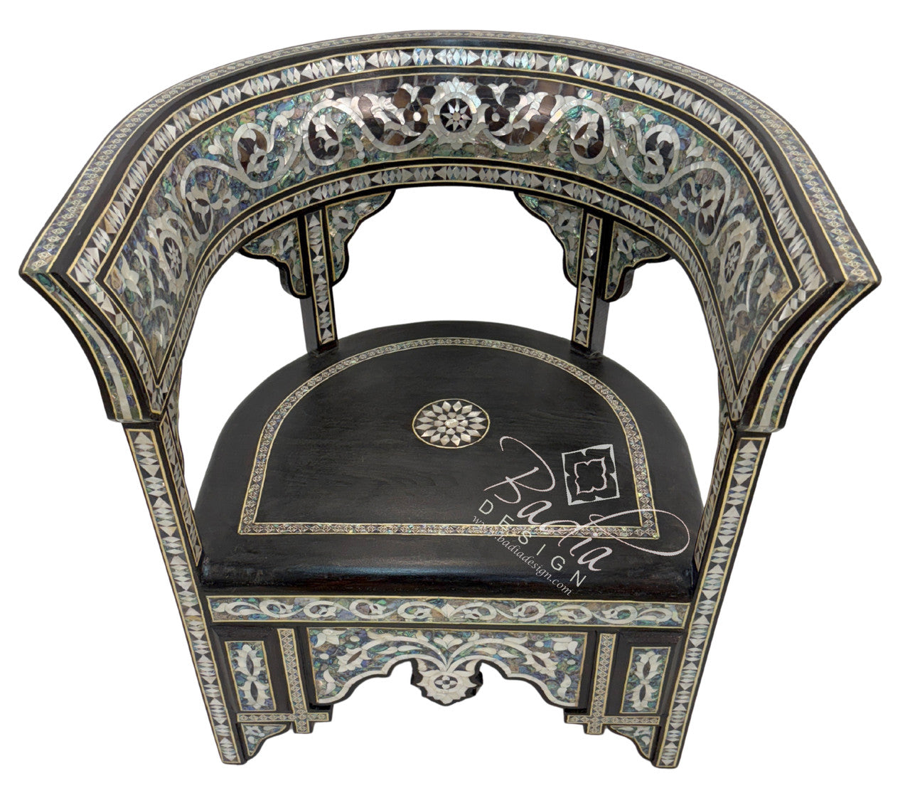 Intricate White Mother of Pearl Inlay Chair – Badia Design Inc.