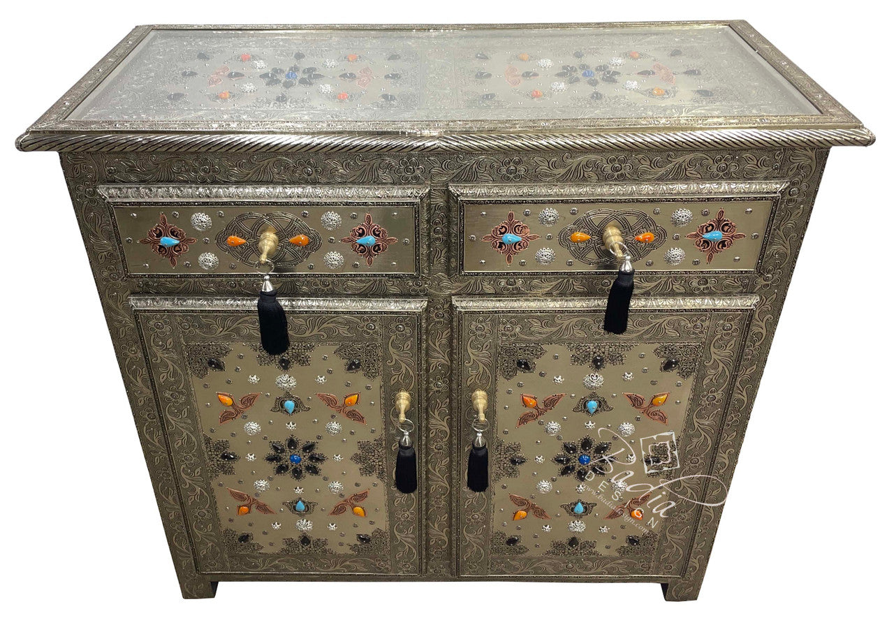 Embossed Metal and Bone Inlay Cabinet – Badia Design Inc.