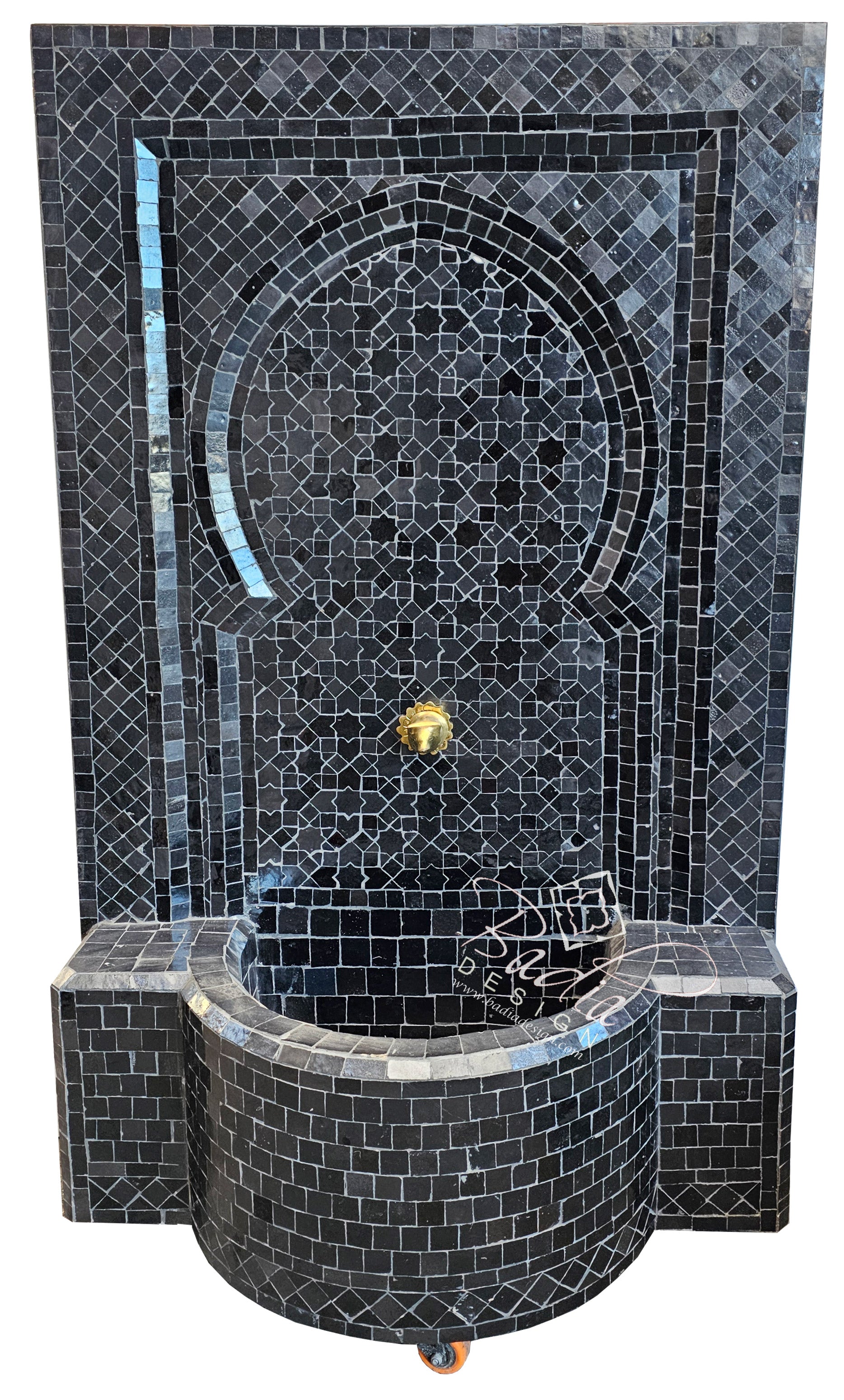 Moroccan Solid Black Mosaic Tile Water Fountain from Badia Design Inc.