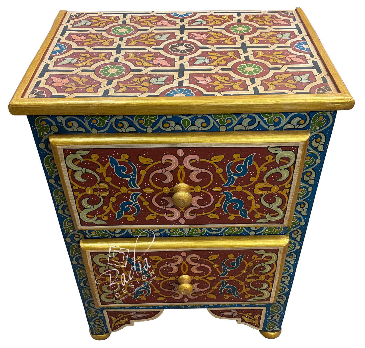 Multi-Color Hand Painted Nightstand – Badia Design Inc.