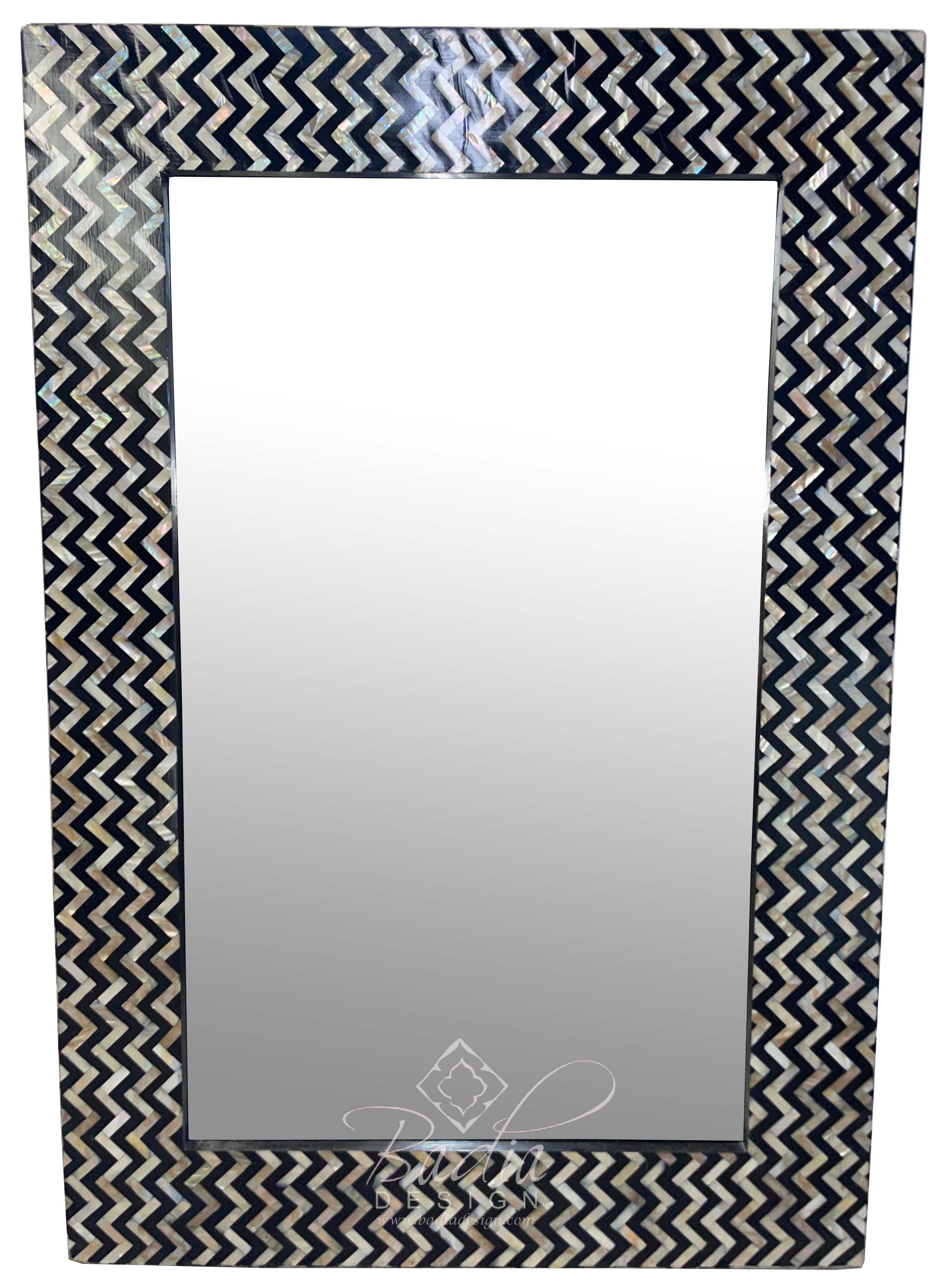 Moroccan Rectangular Shaped Mother of Pearl Inlay Mirror from Badia ...