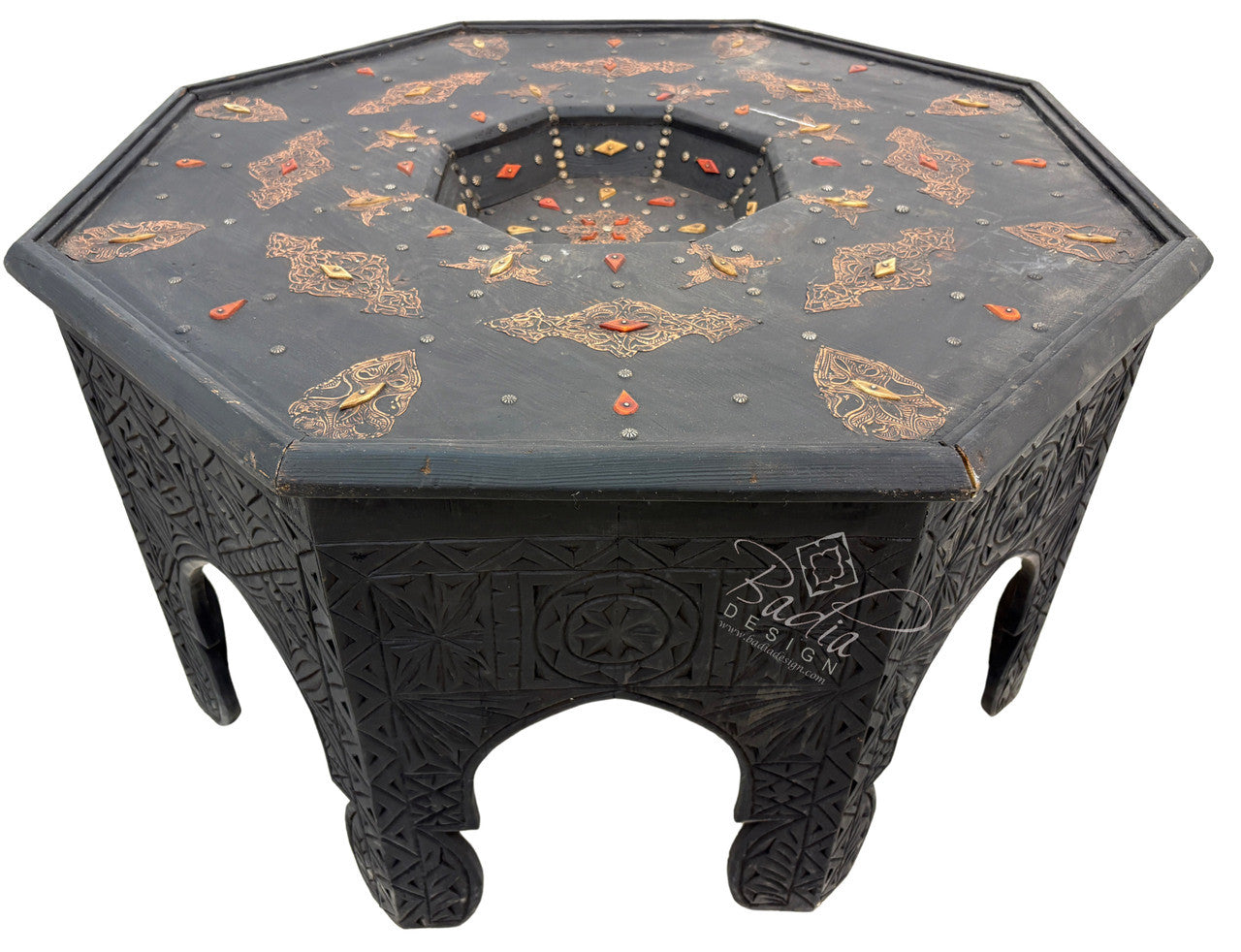 Octagon Embossed Metal and Bone Table – Badia Design Inc.