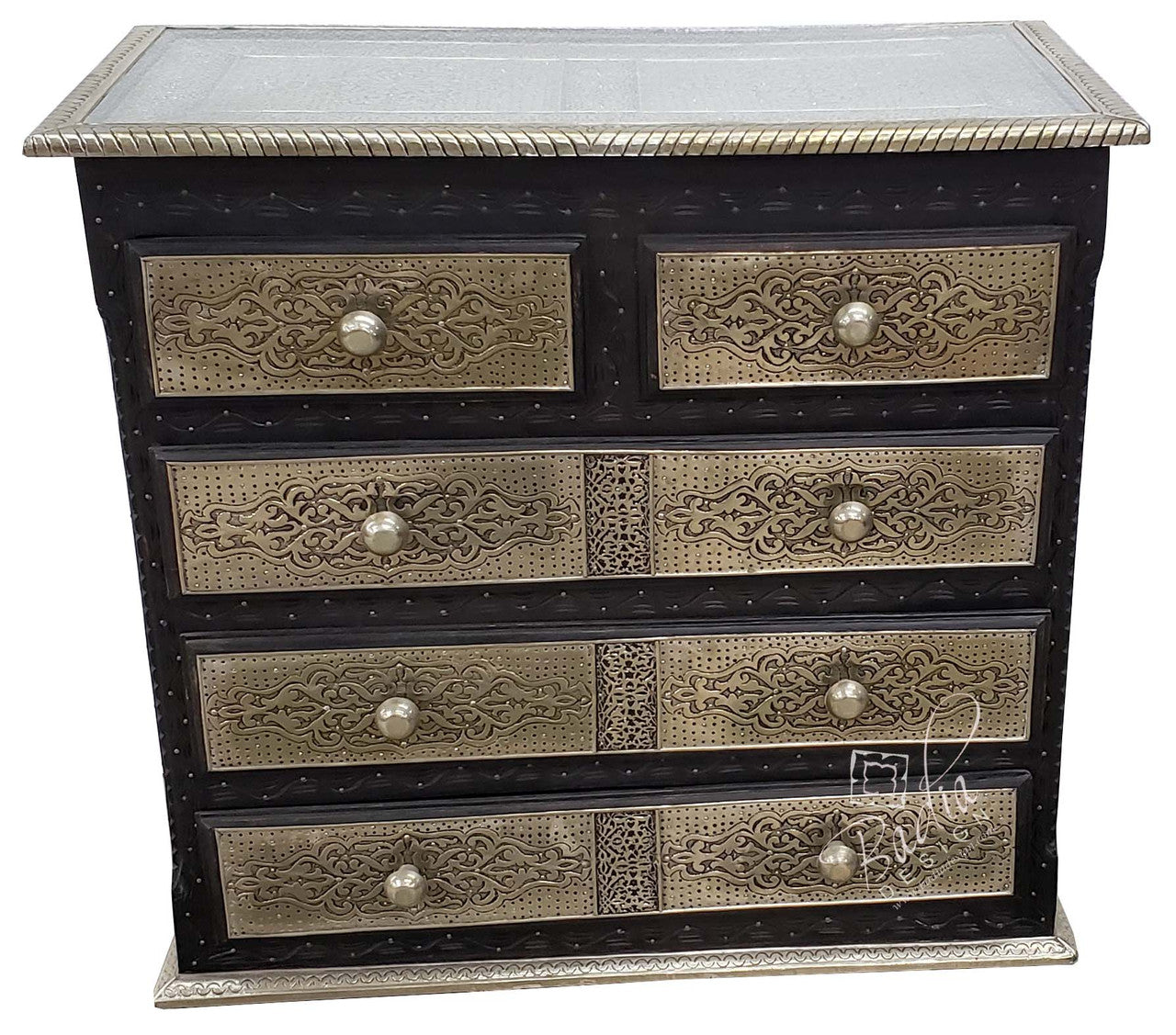 Carved Embossed Nickel Cabinet Dresser – Badia Design Inc.