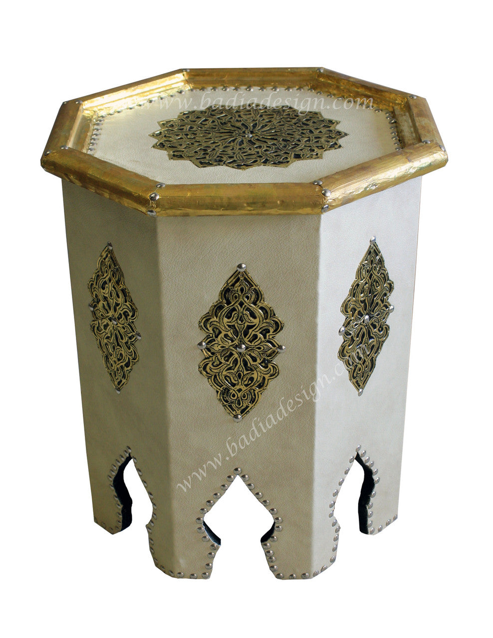 Octagon Embossed Metal Premium Leather Table – Badia Design Inc.