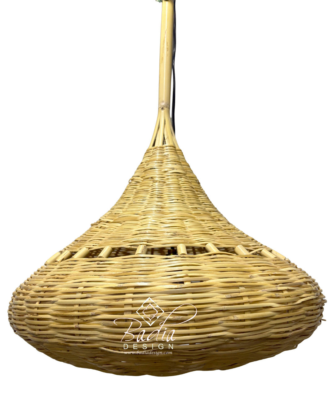 Moroccan Handwoven Teardrop Shaped Raffia Lantern from Badia Design Inc.
