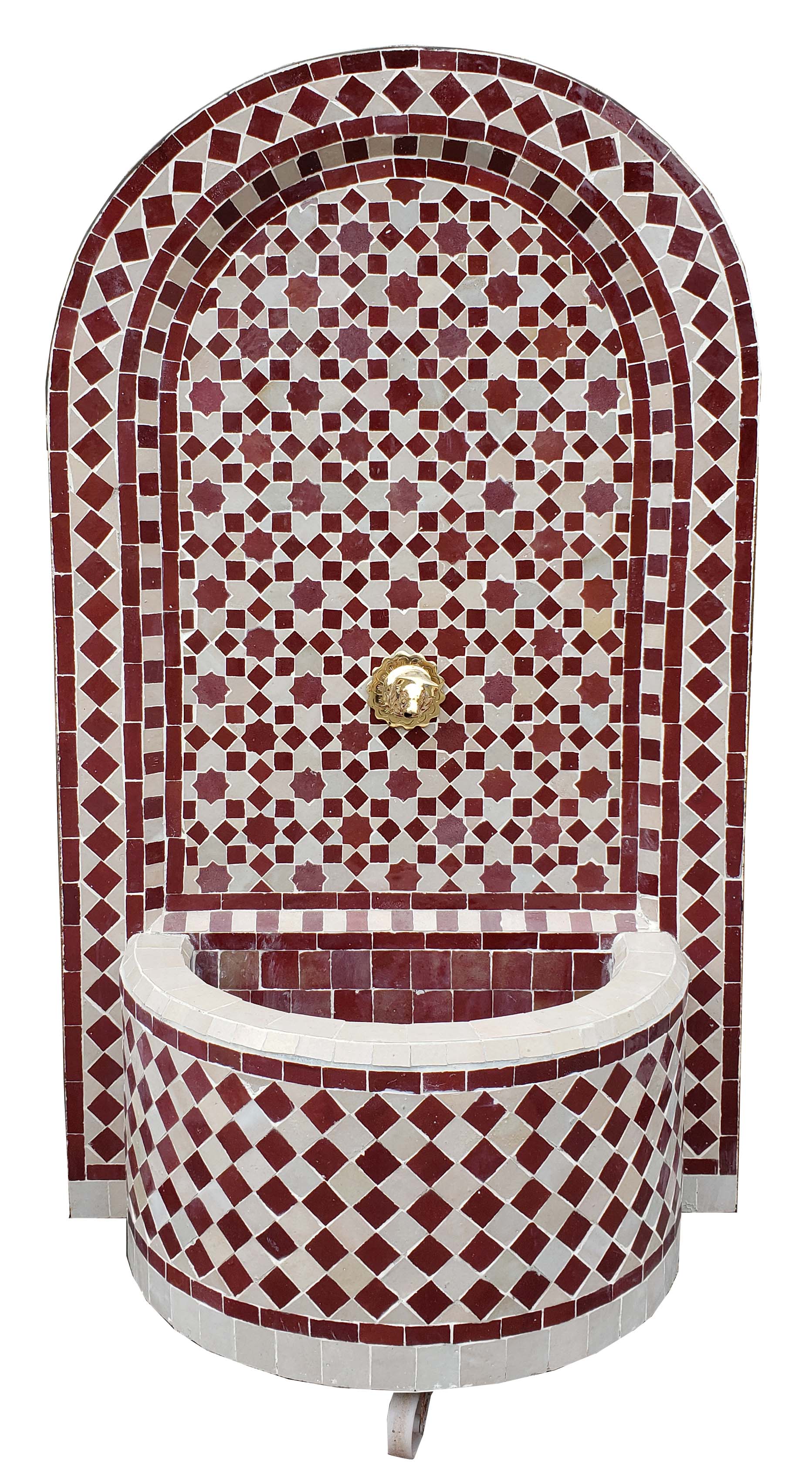 Red and Beige Moroccan Mosaic Tile Water Fountain from Badia Design Inc.