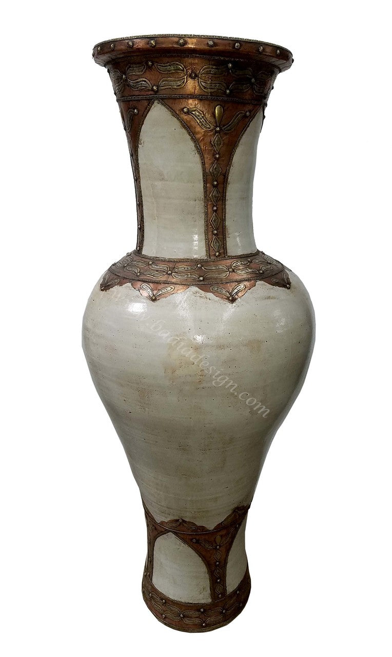 Tall Moroccan Hand Painted Metal and Ceramic Urn from Badia Design Inc ...